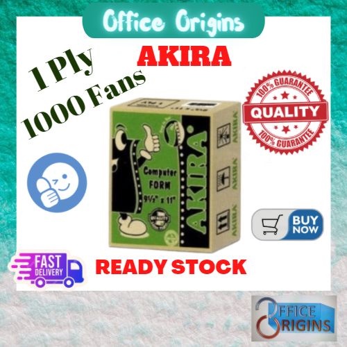 AKIRA 1ply Computer Form 9.5" X 11" 1 ply Paper 1000Fans Kertas ...