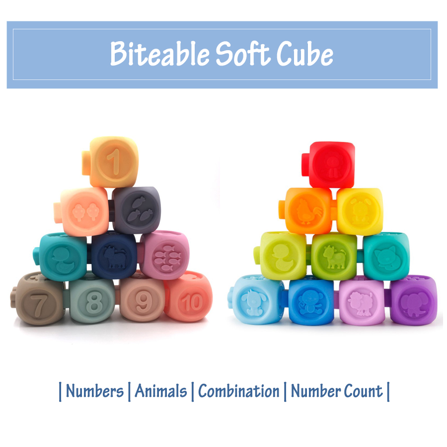 Baby Soft Silicon Blocks Early Learning Teether Toys Ball Educational ...