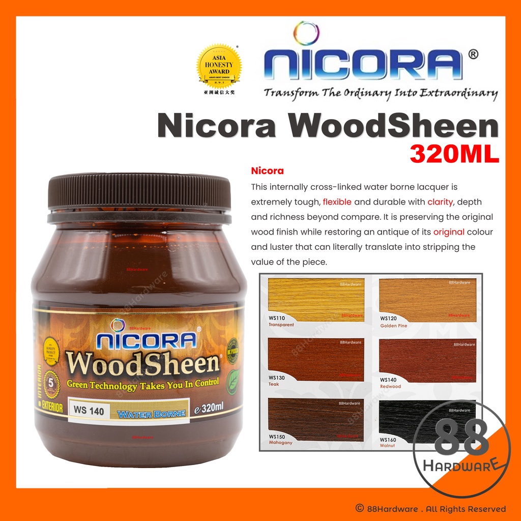 Nicora Woodsheen 320ML / cat kayu / wood varnish kayu / syelek kayu ...