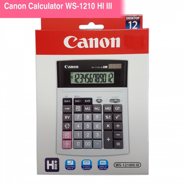 Canon Calculator WS-1210 HI III 12 Digits/Tax Calculation/Adjustable ...