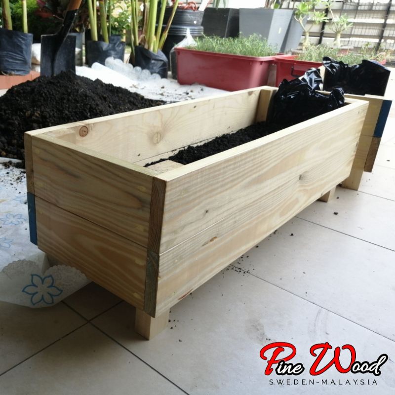 [[PINE WOOD]] WOODEN PLANTER BOX/KOTAK TANAMAN-NEW PINE WOOD/KAYU PINE ...