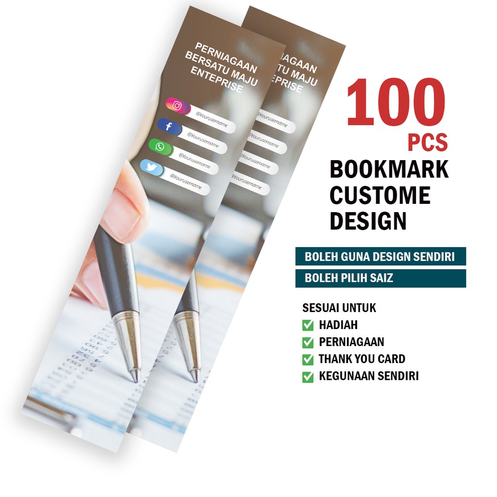100 Pcs Bookmark Murah | Custom Printing Order | Penanda Buku Istimewa ...