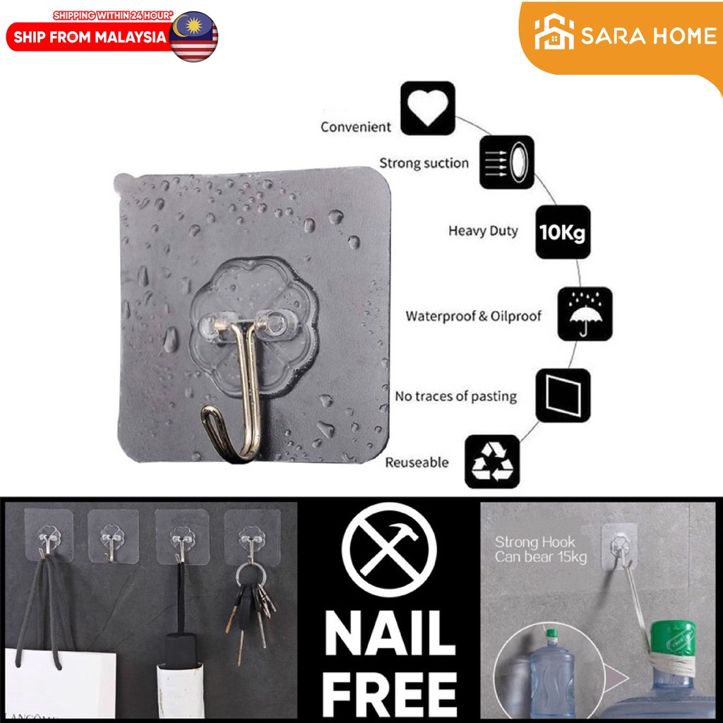 Penyangkut Ajaib Tanpa Paku Dan Kesan pada Dinding Pelekat Aksesori Rak ...