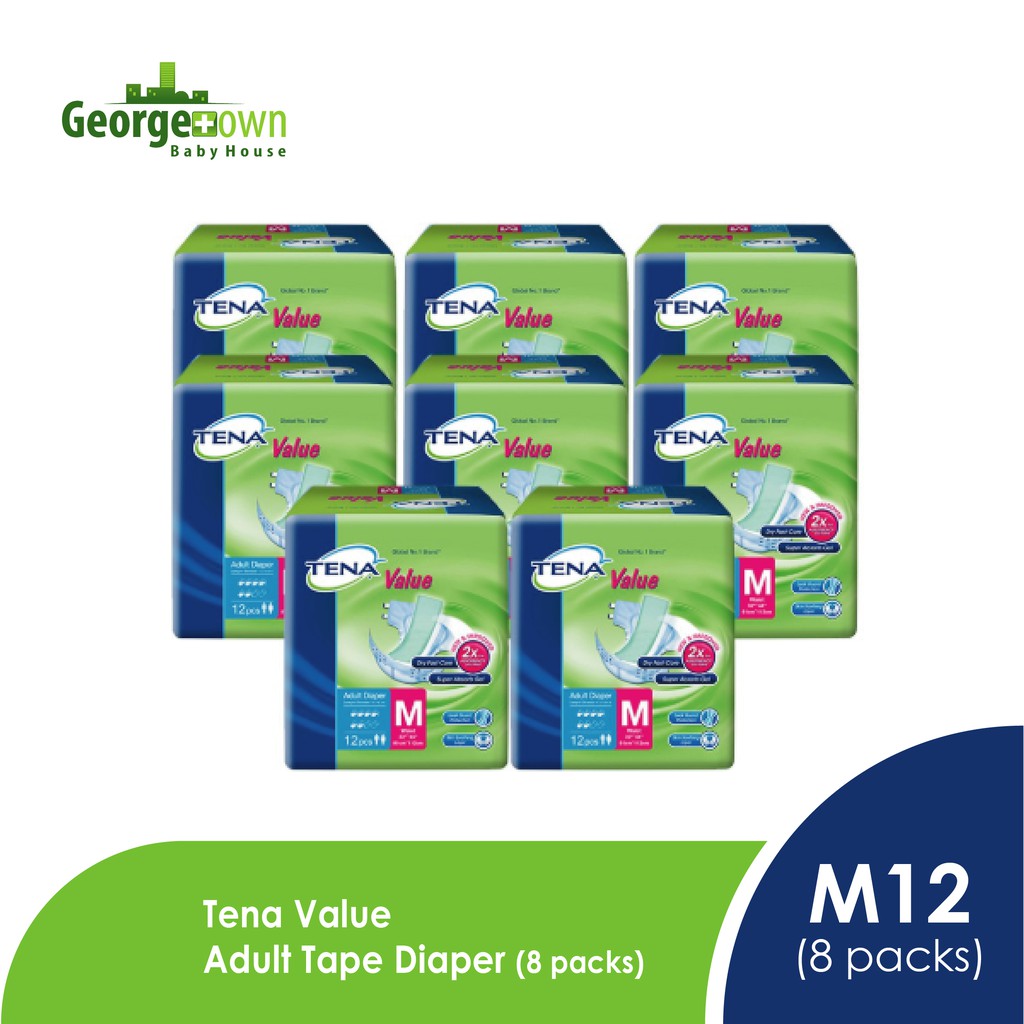 Tena Value Adult Tape Diaper M12 / L10 (8 Packs) | Shopee Malaysia