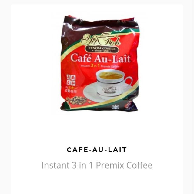 YIT FOH TENOM COFFEE 3 IN 1 – CAFÉ AU-LAIT PREMIX COFFEE | Shopee Malaysia