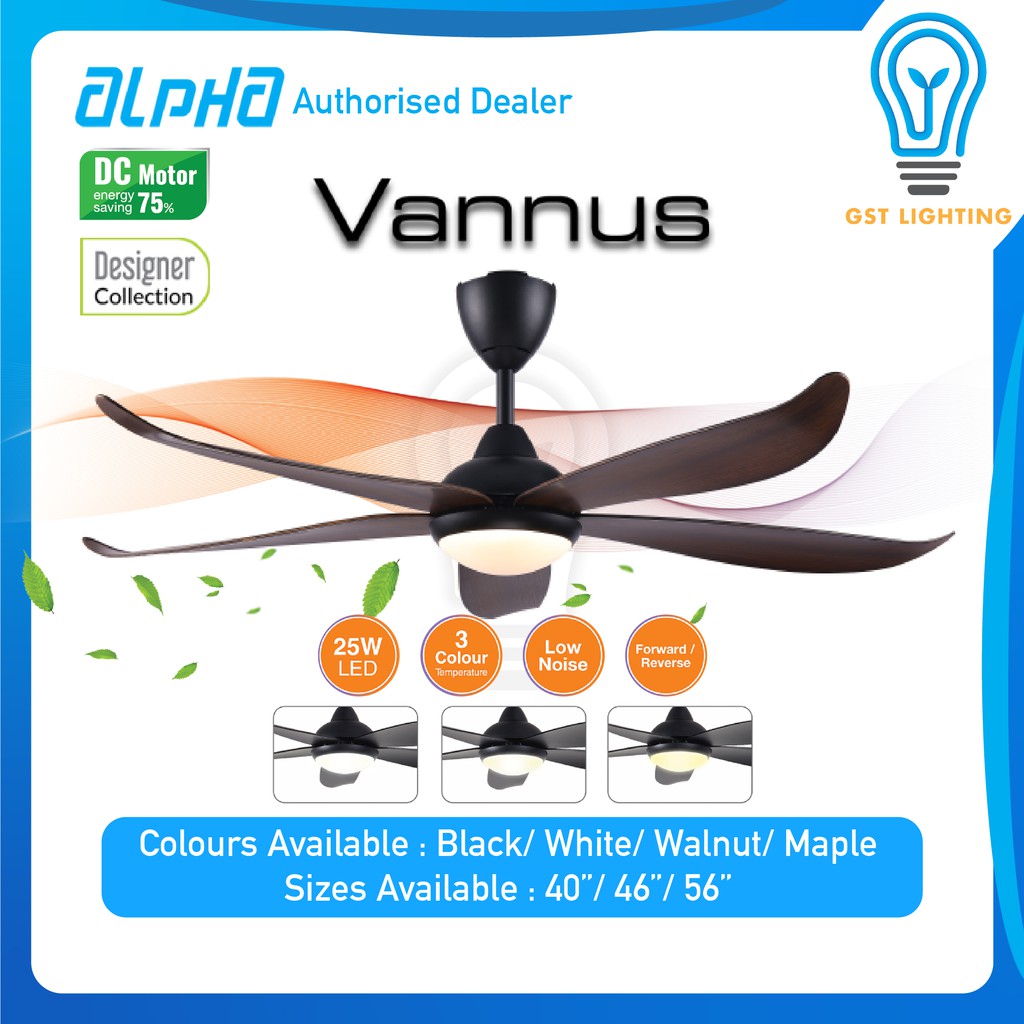 Alpha Vannus Luna 6 Speed LED 3 Colours 5 Blade Ceiling Fan 56'' / 46 ...
