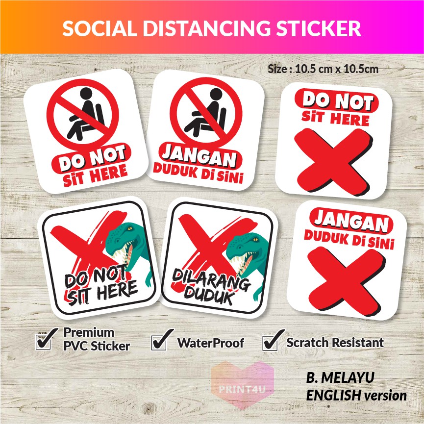 PRINT4U " DO NOT SIT HERE " SAFETY DISTANCE STICKER TABLE SEAT SOCIAL ...