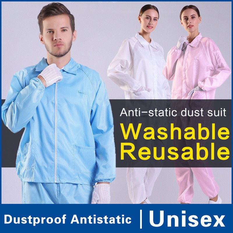 2 in 1 Jacket and Pants Cleanroom Suit Washable PPE Suit Reusable Anti Static ESD Overall Split ...