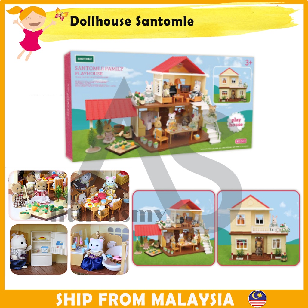 DollHouse Happy Small Family Doll house Pretend Play Kids DIY Samtomle ...