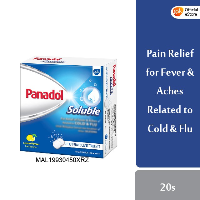Panadol Soluble for Fever & Aches Relief Related to Cold & Flu (20's ...