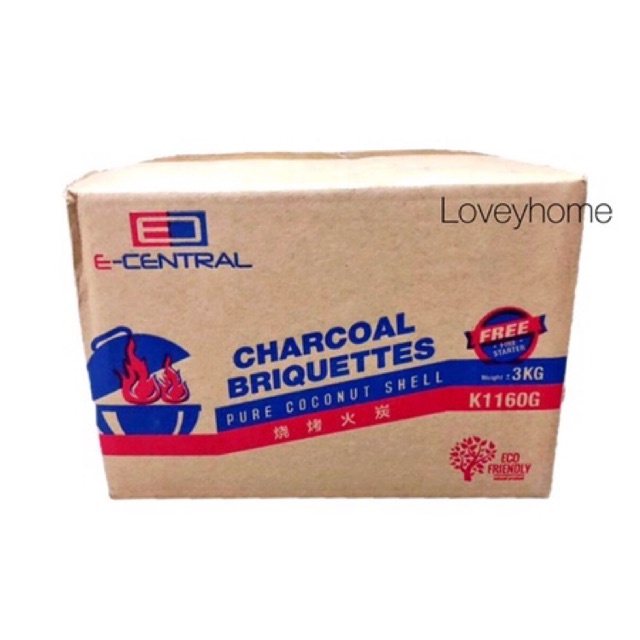 3kg Charcoal Briquette Pure Coconut Shell Barbeque Arang BBQ Arang Tempurung Kelapa Arang Batu ...