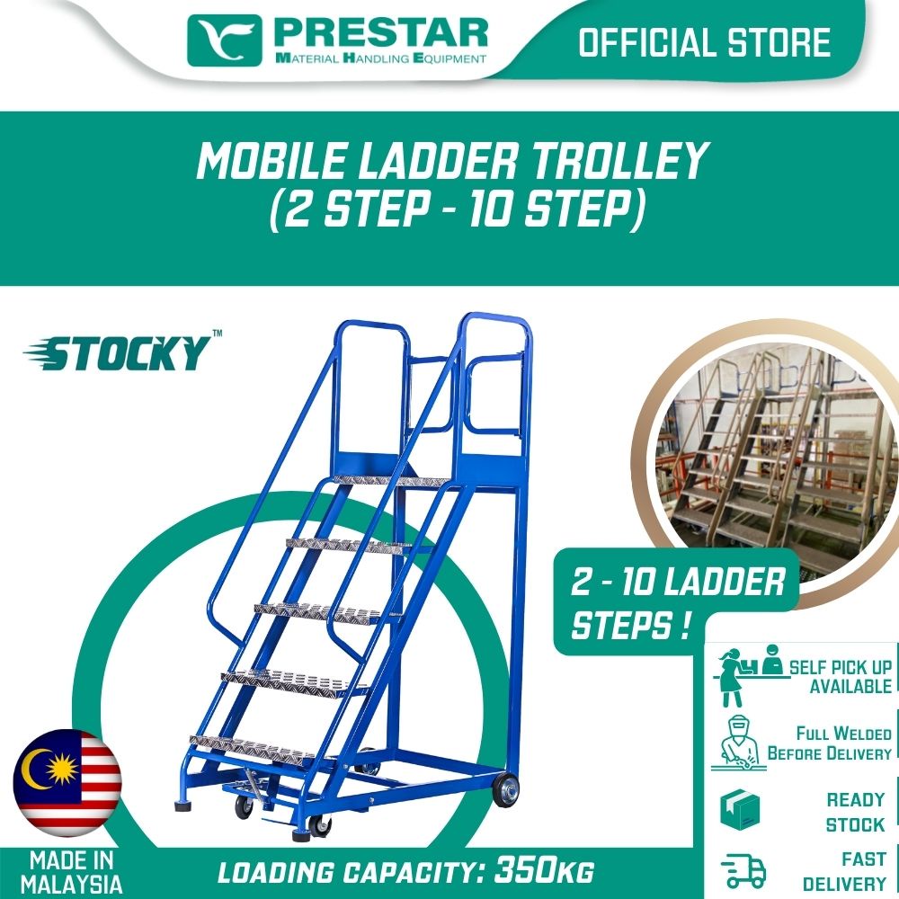 Prestar MHE Stocky Mobile Ladder Trolley 2 Step / 3 Step / 4 Step / 5 ...