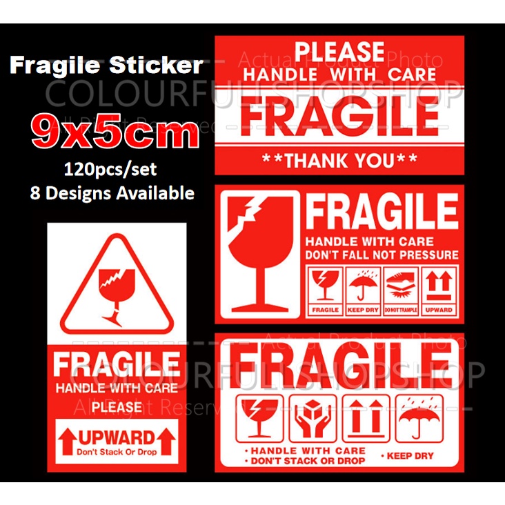 *8designs* 120pcs/set Fragile Sticker for Packaging courier parcel ...