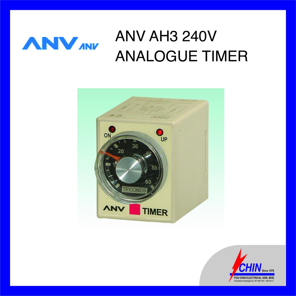 ANV AH3 240V ANALOGUE TIMER RELAY ( 3 SEC / 6 SEC / 10 SEC / 60 SEC ...