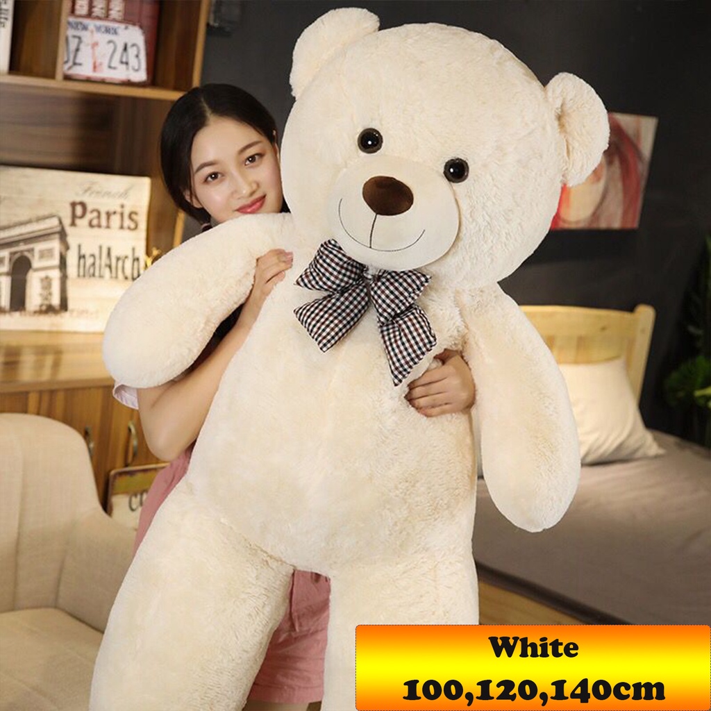 FREE GIFT 100/120/140cm Teddy Bear Giant Teddy Bear Bear Besar White 100cm (Giant Teddy) | pgmall