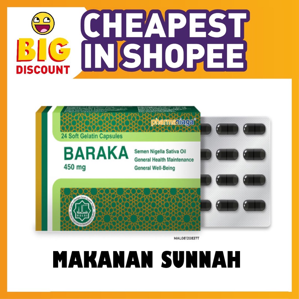 100% ORIGINAL Pharmaniaga Baraka 450mg habattus sauda 24 soft capsules ...