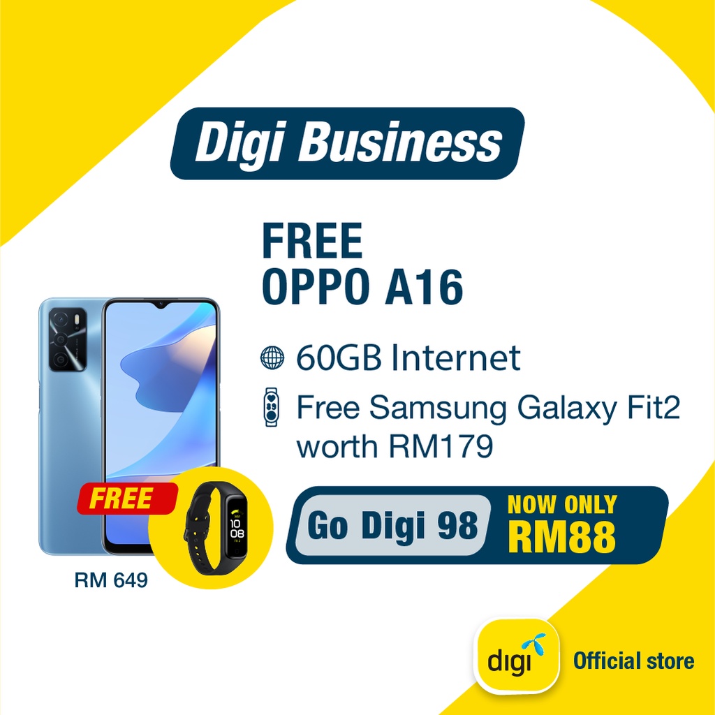 Go Digi 98 Postpaid FREE OPPO A16 with 60GB Internet Unlimited Calls | Shopee Malaysia