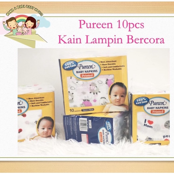 Pureen Baby Printed Napkin/ Kain Lampin Bayi (76cm x 76cm) 100% Cotton ...