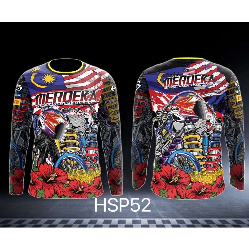Baju Jersey merdeka ride dewasa lengan panjang | Shopee Malaysia