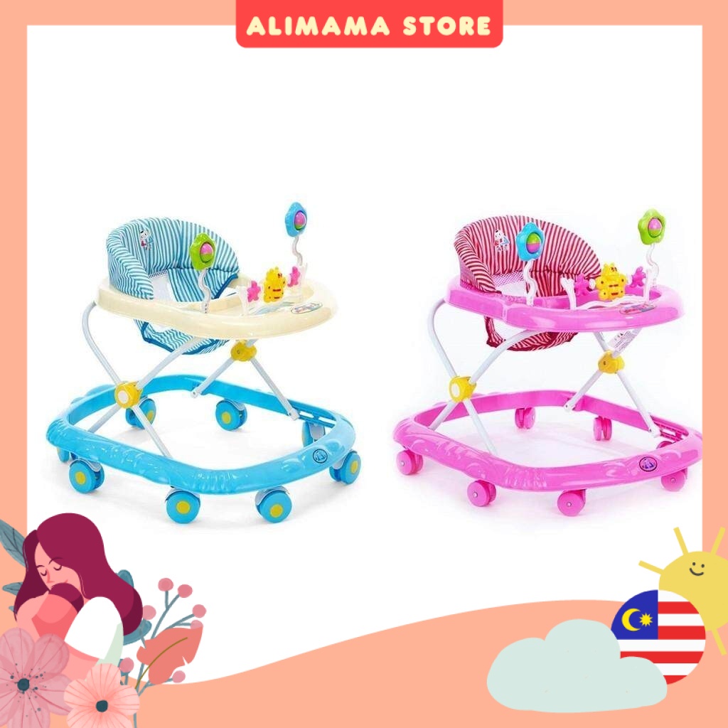 8 Wheels Traditional Baby Walker with Music Extra Safety 3 Height Level ...