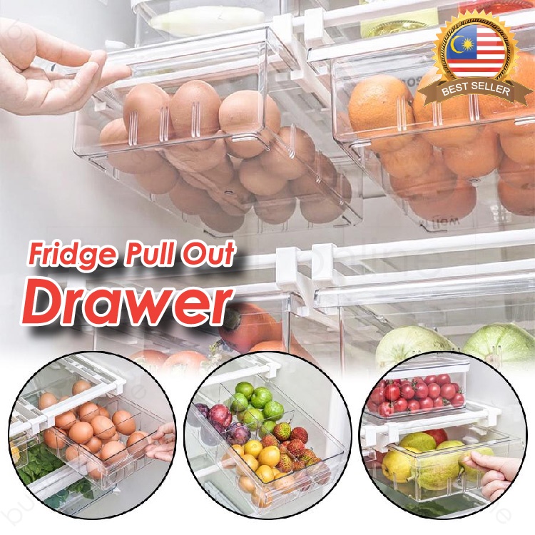 Refrigerator Fridge Pull Out Drawer Storage Trays Stretchable Basket ...