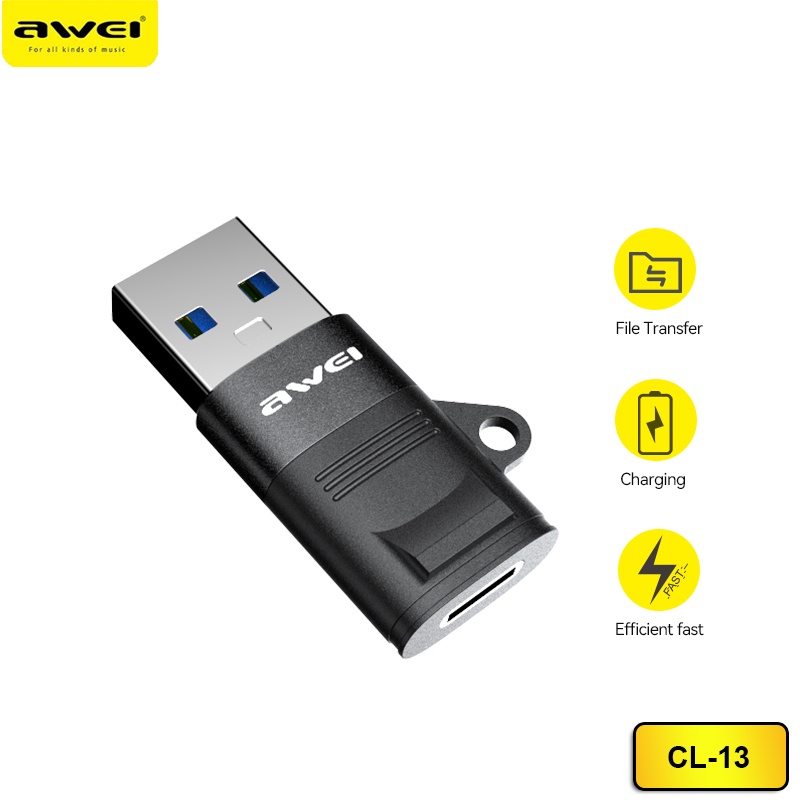 Awei CL-13 Type C Female To USB Male USB A 3.0 Otg Adapter Charger ...