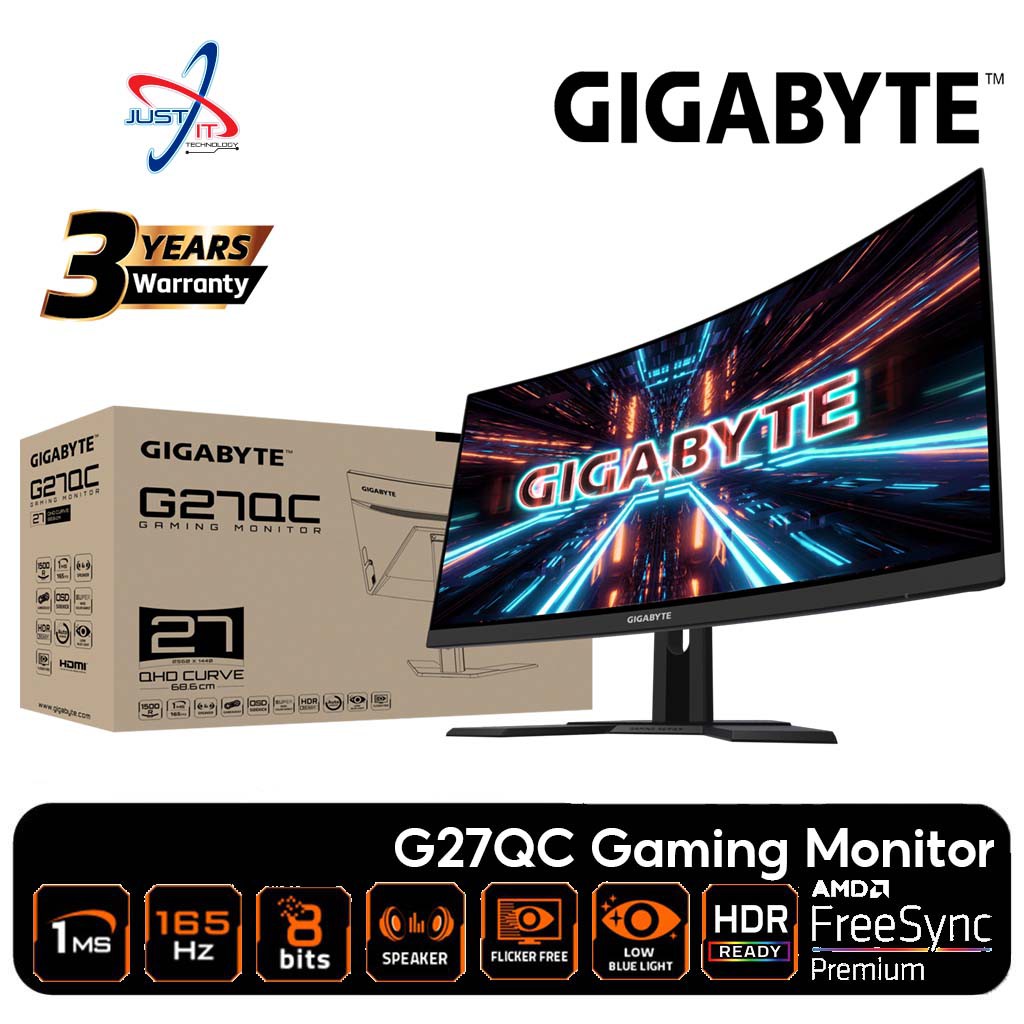 Gigabyte ( G27QC / G27QC-A ) Qhd 165Hz 1Ms Hdr Curve Gaming Monitorc ...