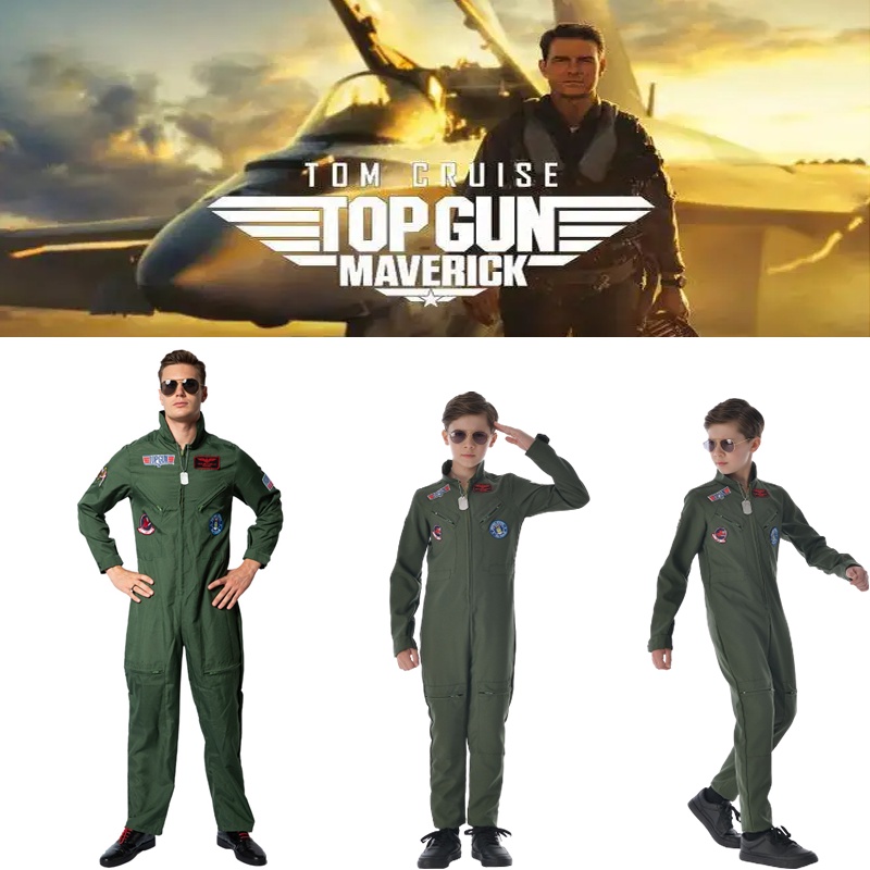 Kids Adult Halloween Top Gun Maverick Cosplay Costume Pilot Outfit ...