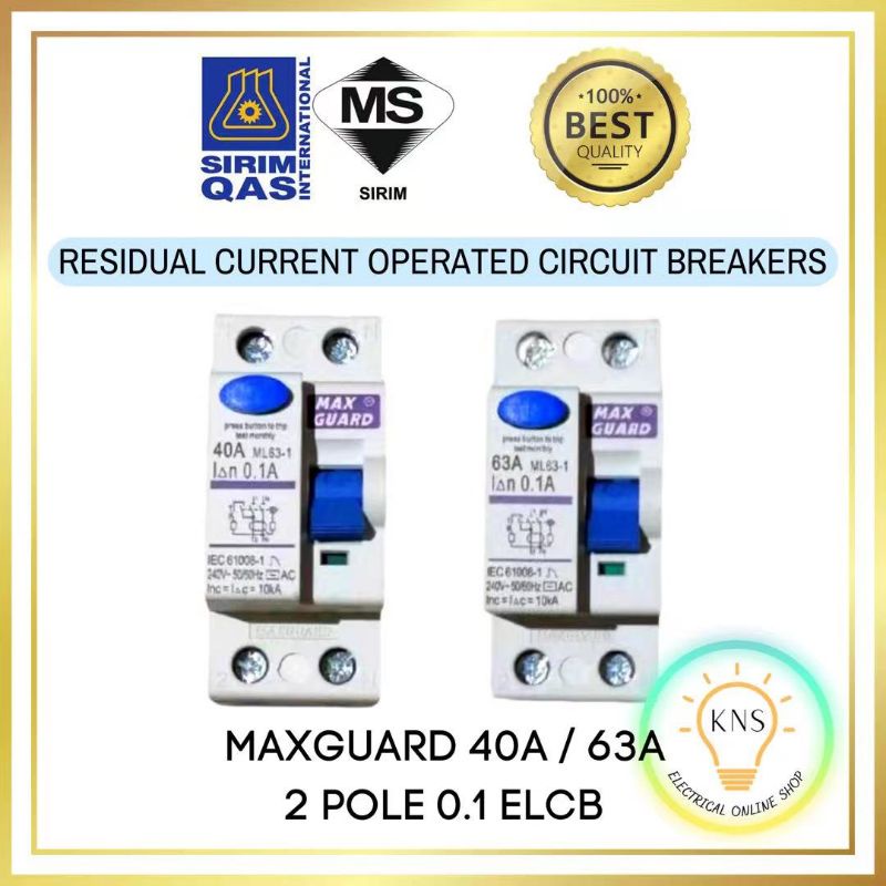 MAXGUARD 40A 63A 2POLE 100MA RCCB ELCB | Shopee Malaysia