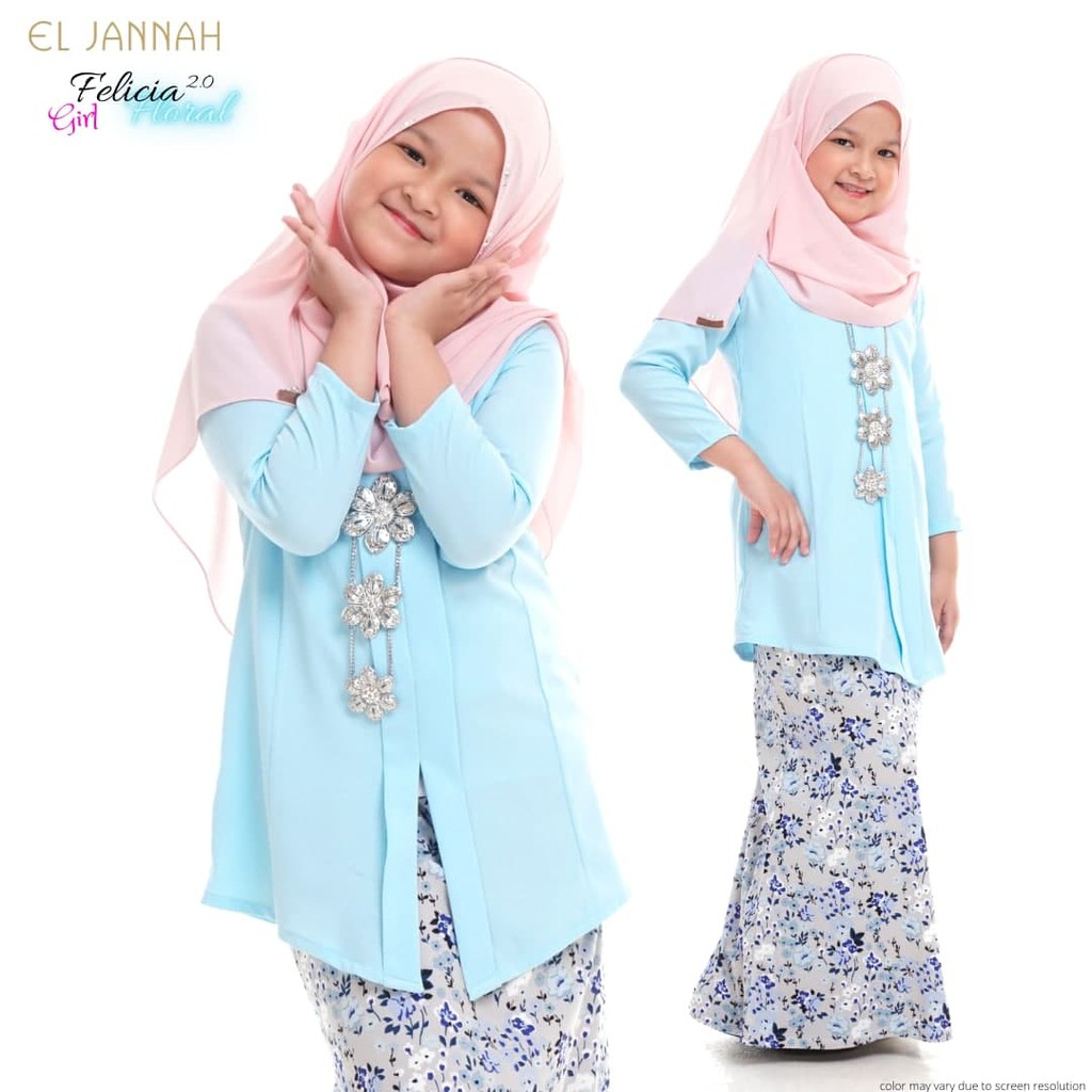 Kebaya Girl FELICIA 2.0 Floral Sky Blue Princee Sopan Selesa Exclusive ...
