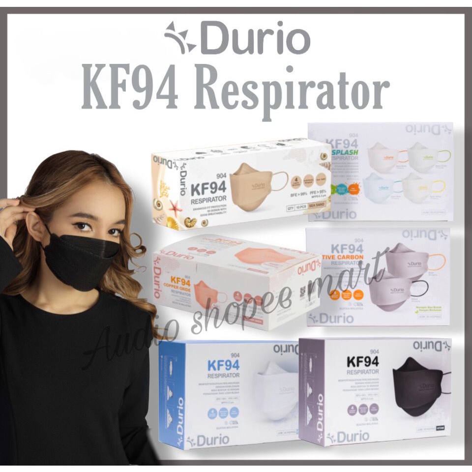 Durio KF94 Respirator Surgical Face Mask Black / White / Copper Oxide ...