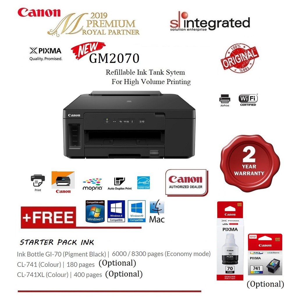 CANON PIXMA GM2070 INK EFFICIENT G-SERIES REFILLABLE INK TANK SYSTEM ...