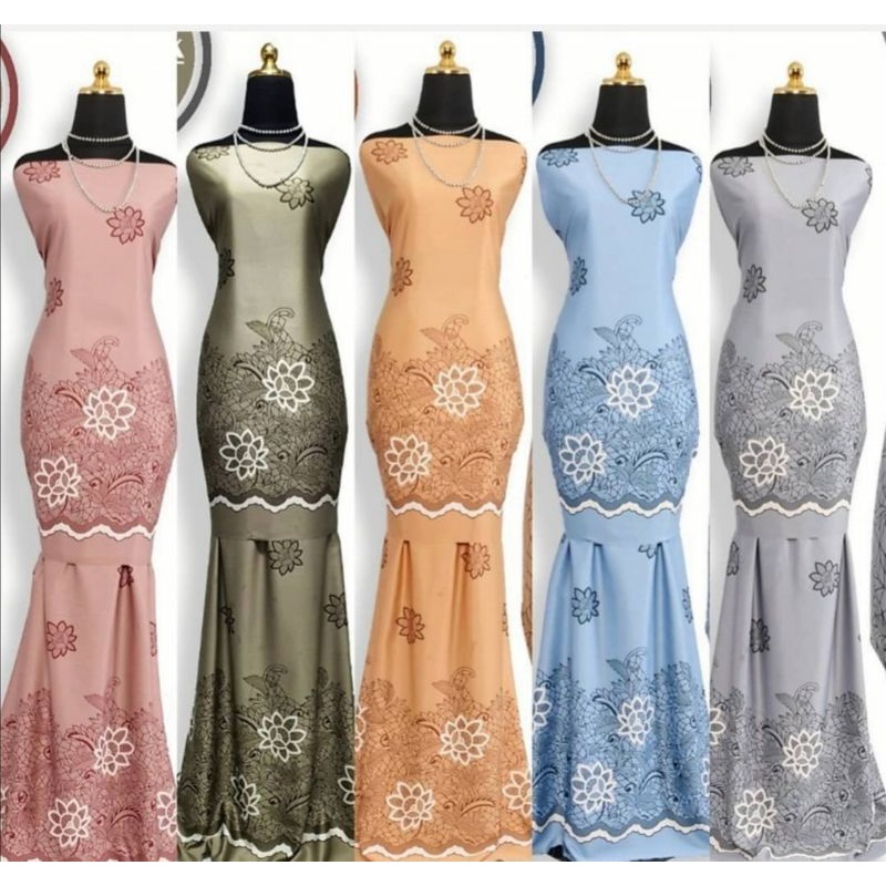 Kain Pasang Royal Silk - Blue, Moss Green, Light Brown, Rosybrown, Grey ...
