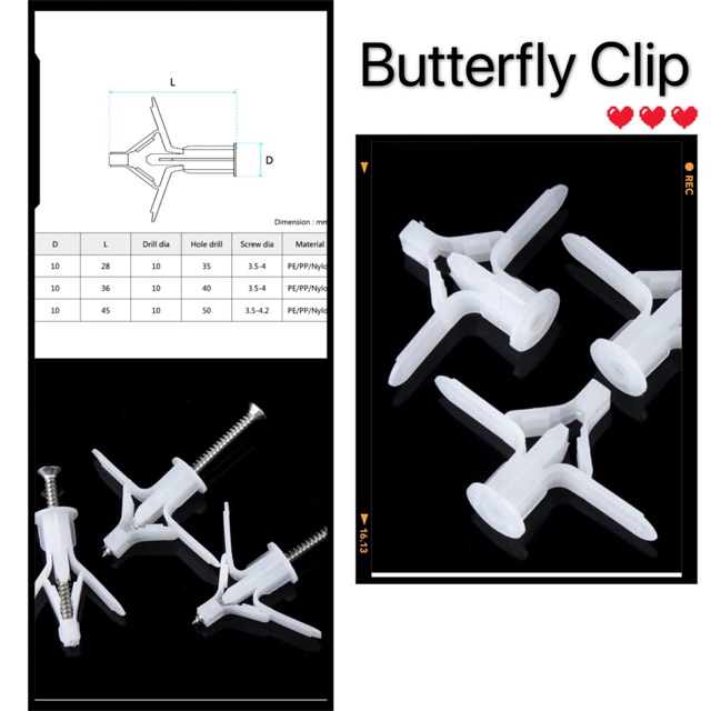 Butterfly Clip / Partition Wall Plug (White) | Shopee Malaysia