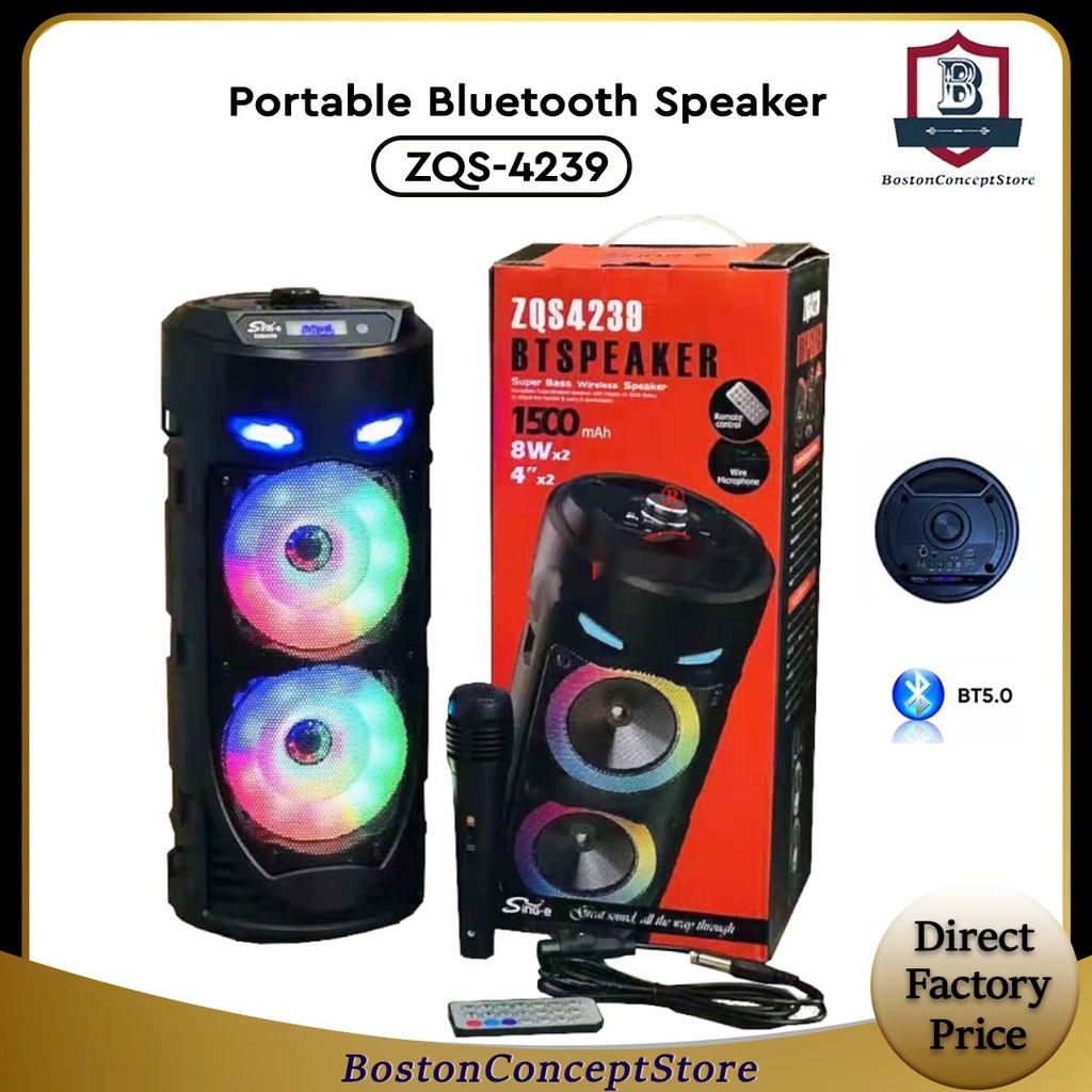 Wireless Portable Bluetooth Speaker ZQS-4239/ZQS4239 With Led Light With Mic | Shopee Malaysia