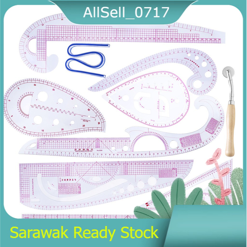 10pcs/set Ruler French Curve Cutting Rulers Yardstick Sewing Tailor ...