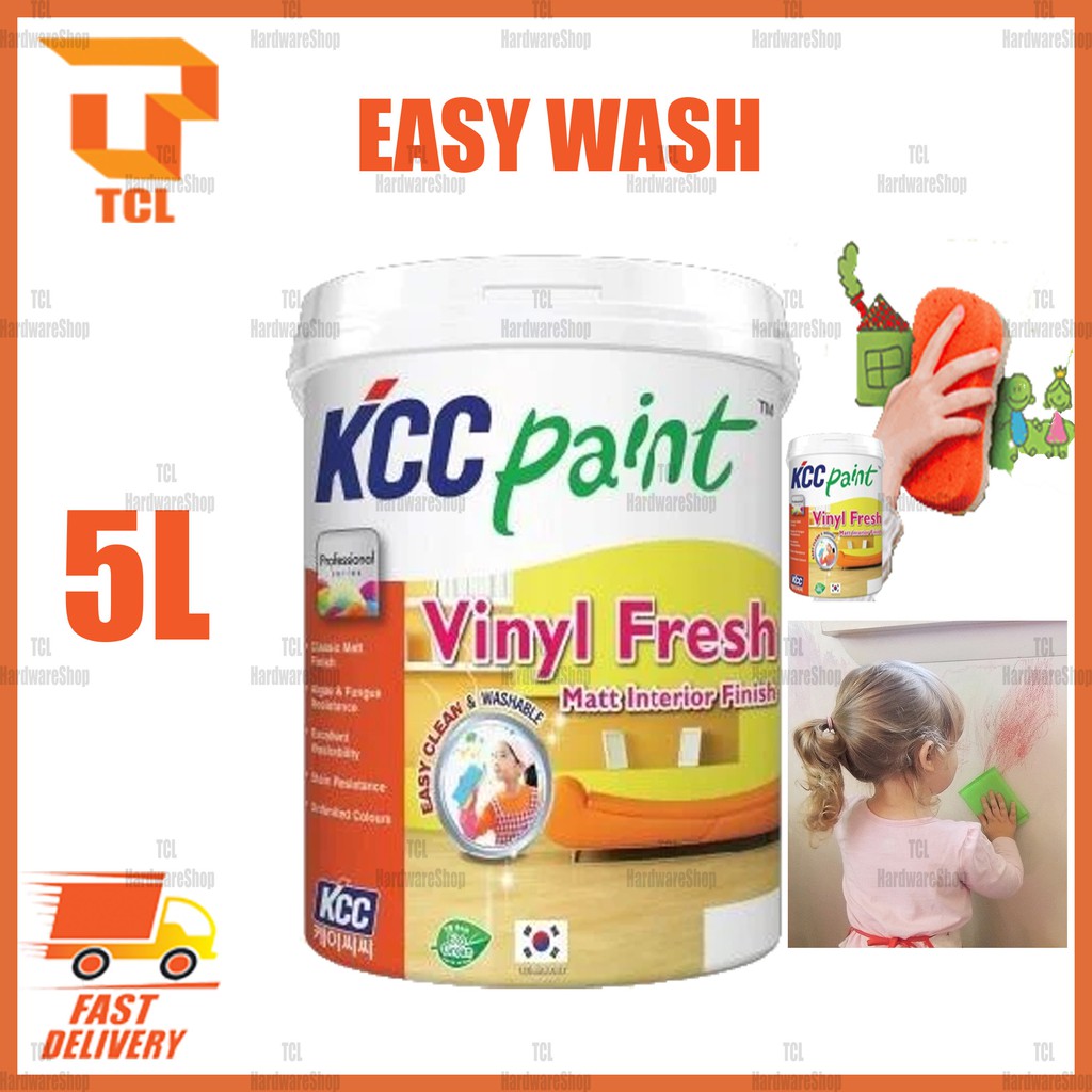 KCC PAINT KOREA CAT KCC CAT MUDAH CUCI VINYL FRESH 5L | Shopee Malaysia