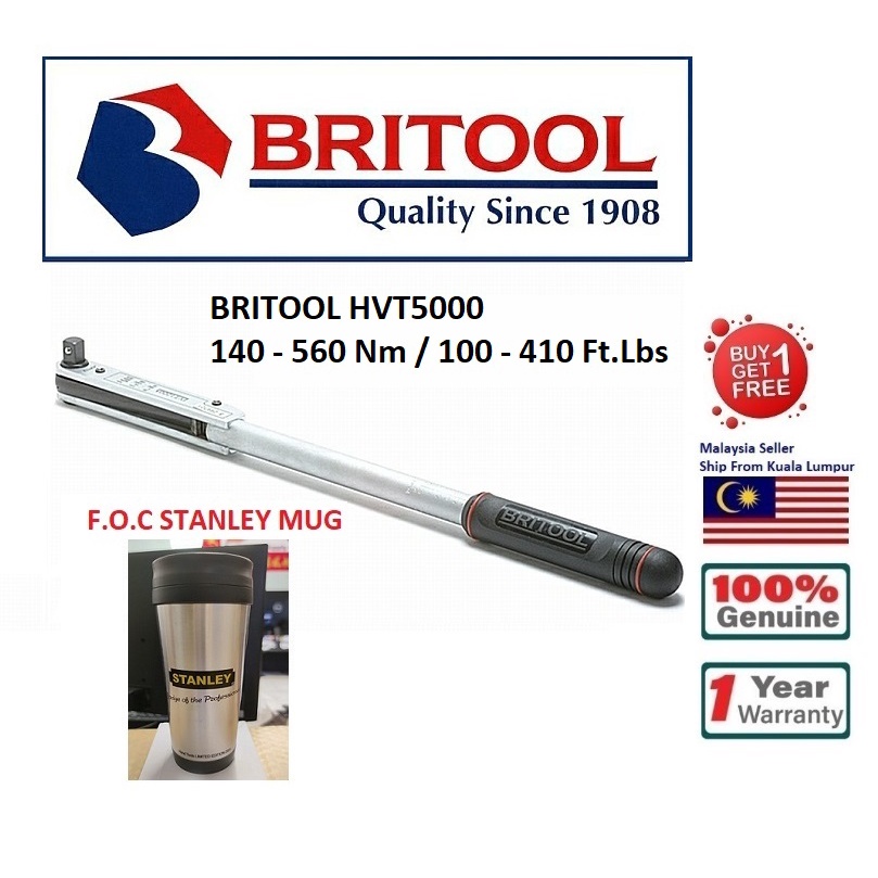 Britool HVT5000 Torque Wrench 140 - 560 Nm / 100 - 410 Ft.Lbs (ORI ...