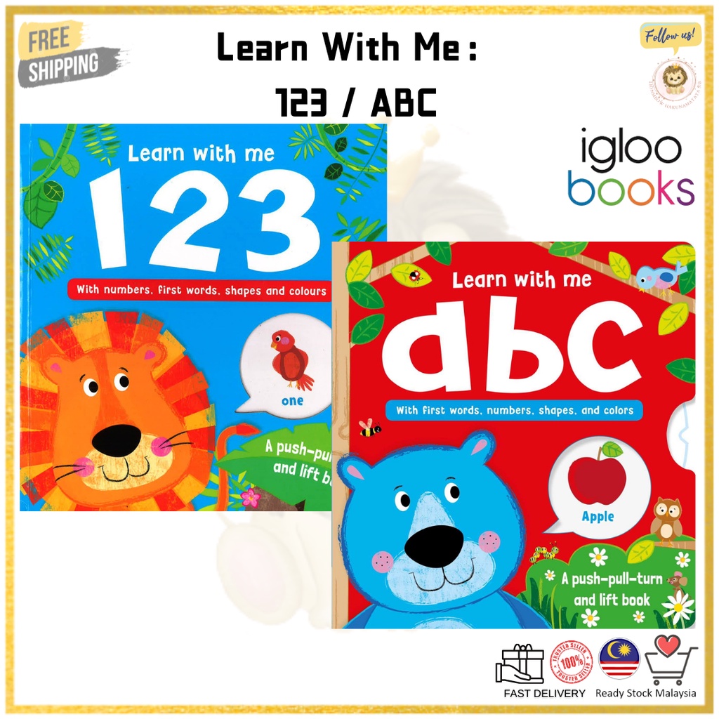 LionMeow Learn With Me 123 / Learn With Me Abc / A Play and Learn Book / Push, Pull, Turn ...