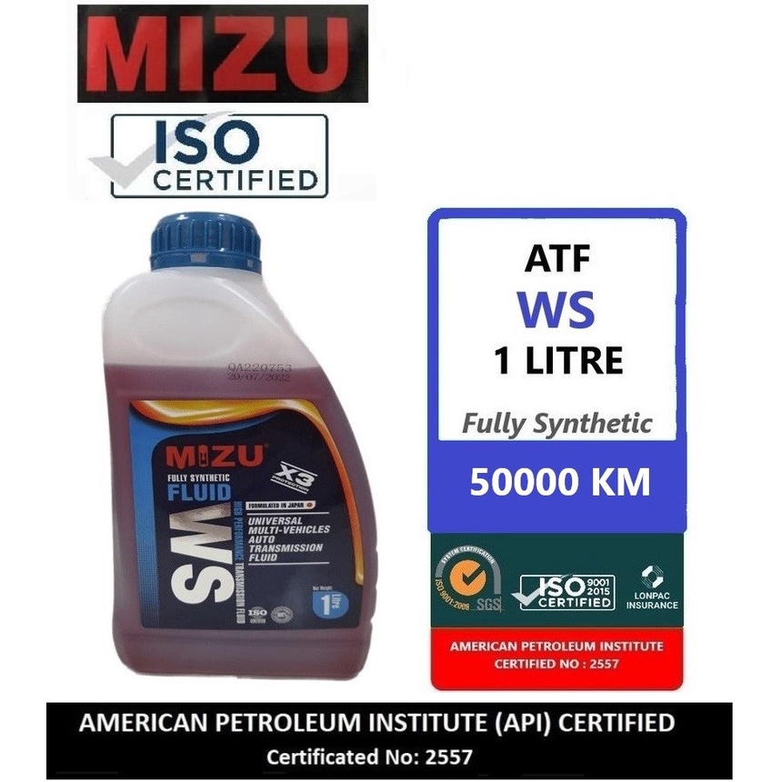 Mizu ATF WS (NEW) Toyota Lexus Fully Synthetic API Certified Insurance ...