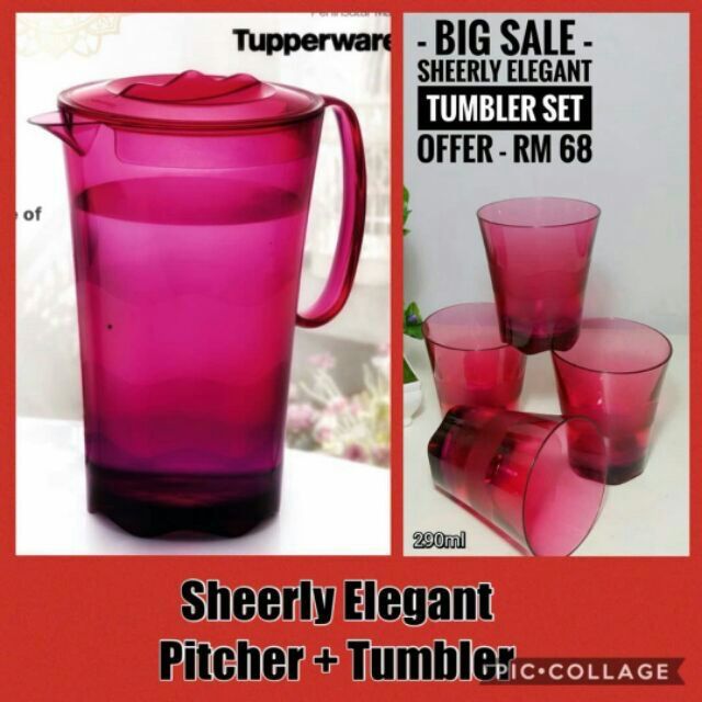 [GLASS OR PITCHER ONLY] TUPPERWARE SHEERLY ELEGANT PITCHER & GLASS TUMBLER 290ml (1 PC) | Shopee ...