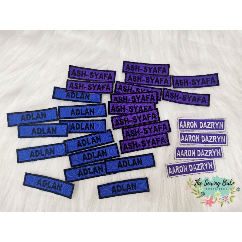 name tag sekolah sulam (1 keping, 2 keping, 3 keping, 4 keping ...