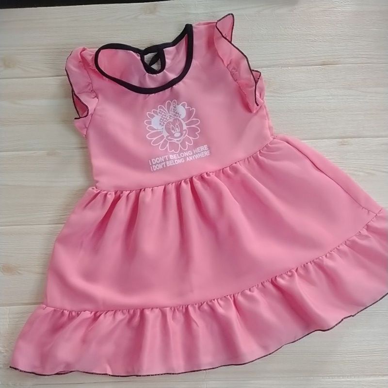 Baby Kids Dress with Simple Minnie Mouse Print/ Gaun Baby Kanak-Kanak ...