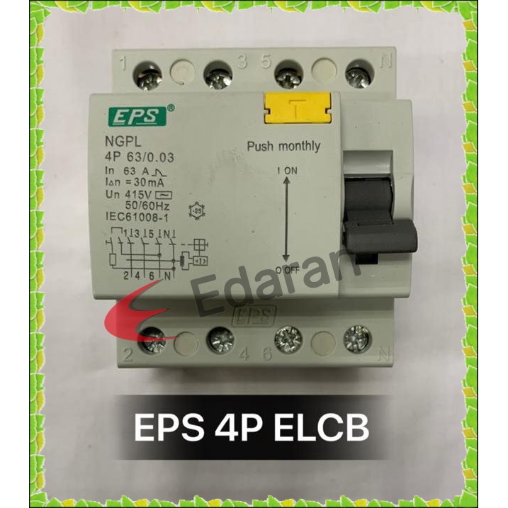 EPS 63A 4 POLE 30mA , 100mA OR 300mA ELCB / RCCB (SIRIM Approve ...