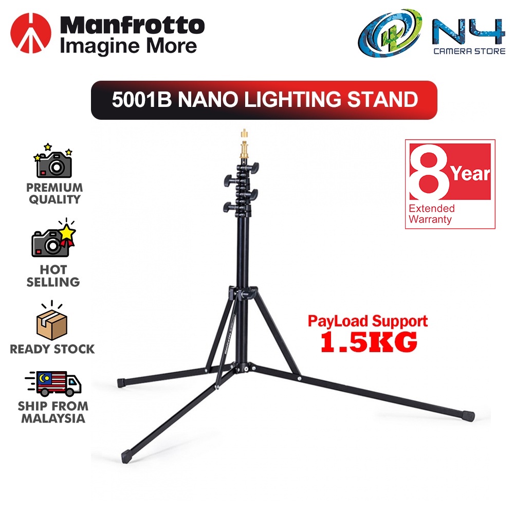 Manfrotto Compact and Lightweight Lighting Stand - Black 5001B Nano ...