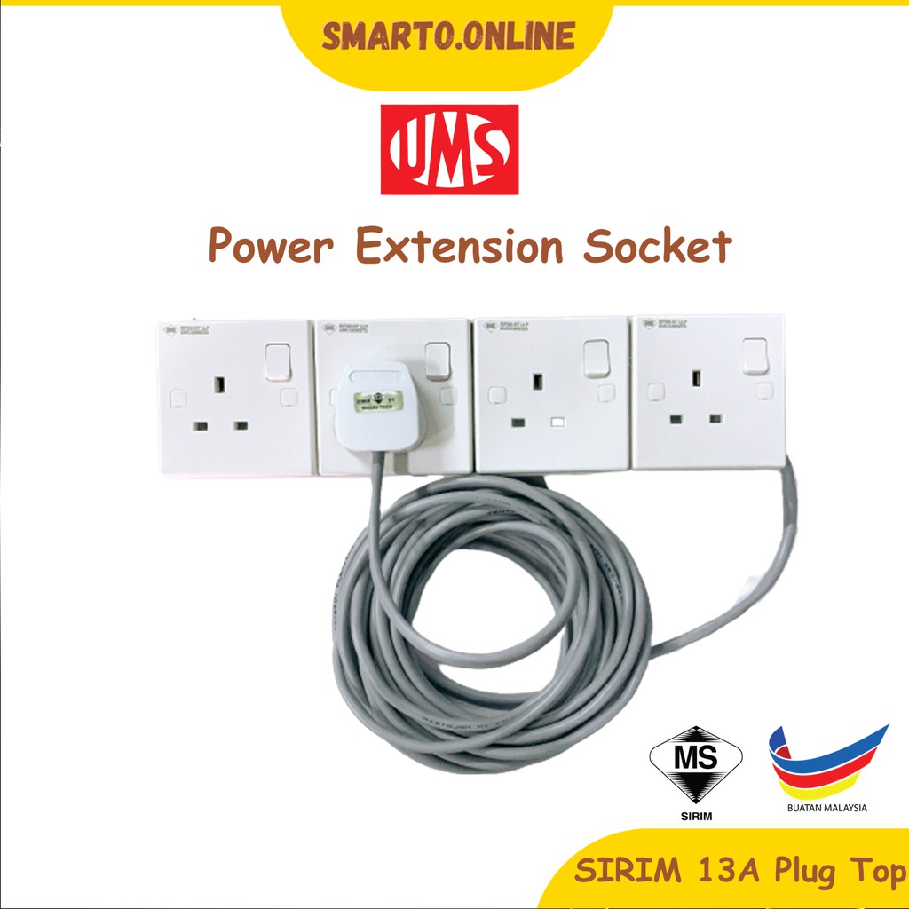 UMS Extension Power Socket Trailing Socket Zentech 3C PVC Wire Cable ...