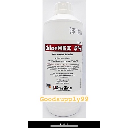 STERILINE CHLORHEX 5% SOLUTION 1 liter (CHLORHEXIDINE) | Shopee Malaysia