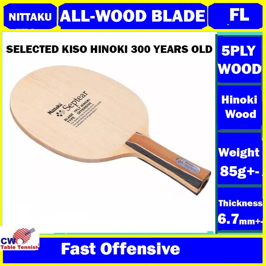 Nittaku Blade Septear Kiso Hinoki All Wood Blade Table Tennis Paddle Bat Wooden Blade Made In ...