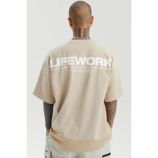 Lifework Hideaway Korea Simple Woven Color with Hem String Oversize Tee ...