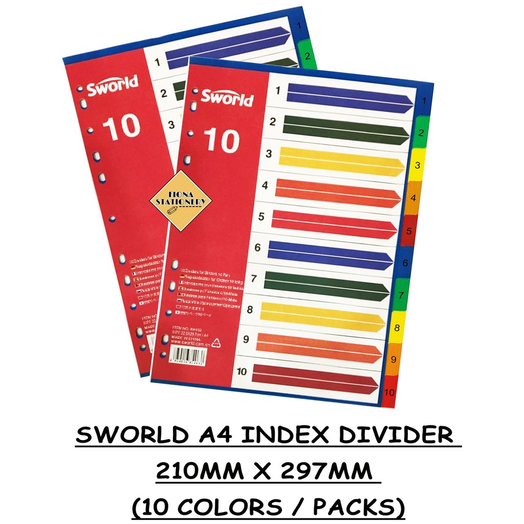 Sworld A4 Index Divider 210mm X 297mm (10 colors / Packs) | Shopee Malaysia